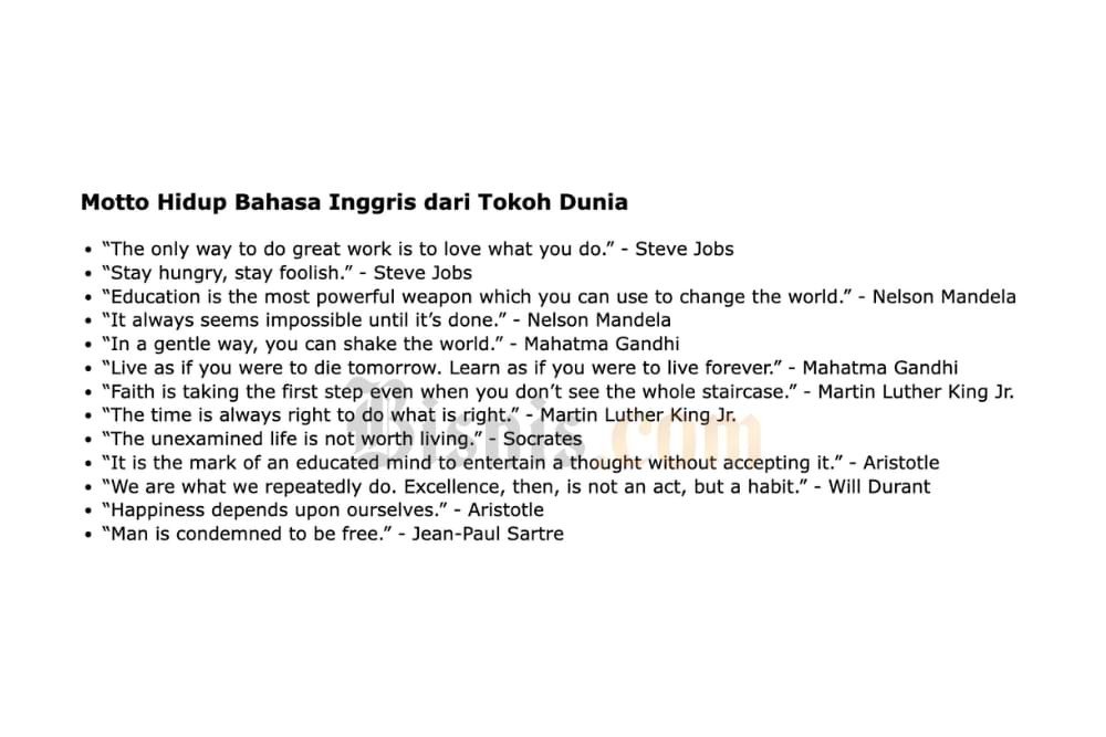 300 Contoh Motto Hidup Singkat dari Tokoh Dunia - Komunikasi Publik Asia